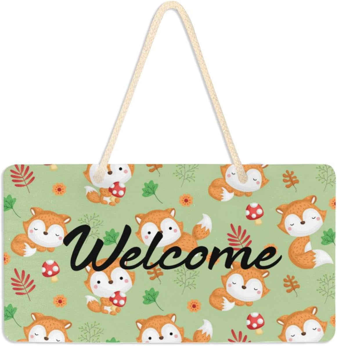 Shukong Fox Welcome Sign Waterproof PVC Hanging Front Door Sign for ...