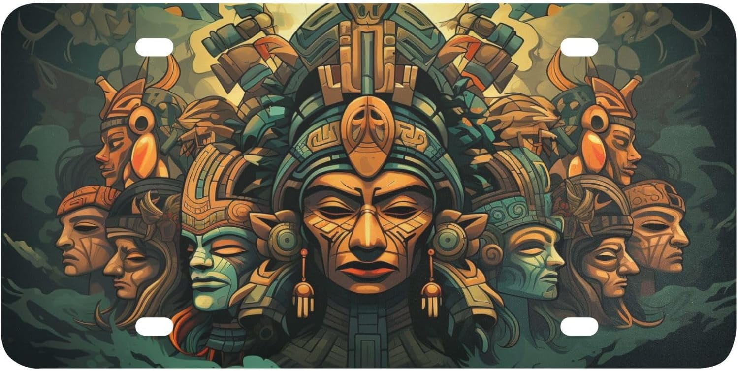 Shukong Front License Plate Aztec Statue Print Aluminum 4 Holes ...