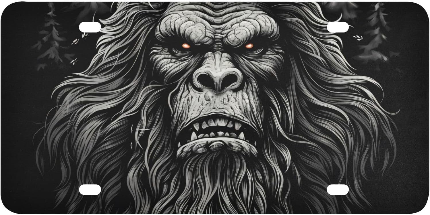 Shukong Front License Plate Sasquatch Portrait Print Aluminum 4 Holes ...