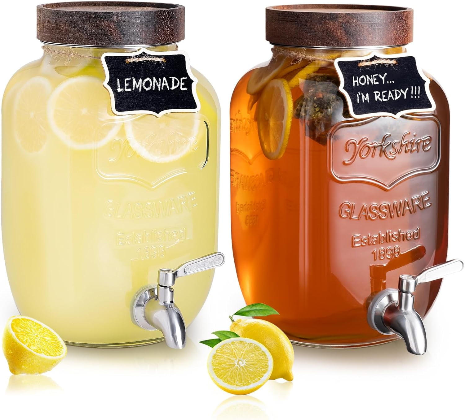 Shukong Glass Drink Dispenser for Parties, 1 Gallon Brage Dispenser ...