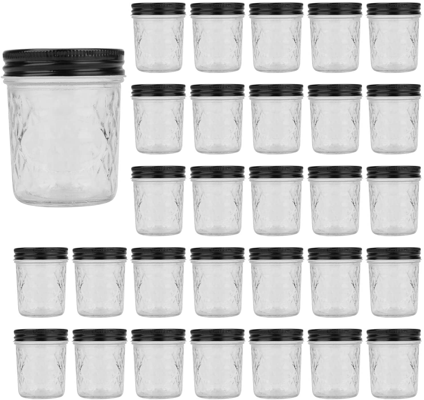 Shukong Glass Jars With Lids,6 oz Jars With Black Lids Small Clear ...