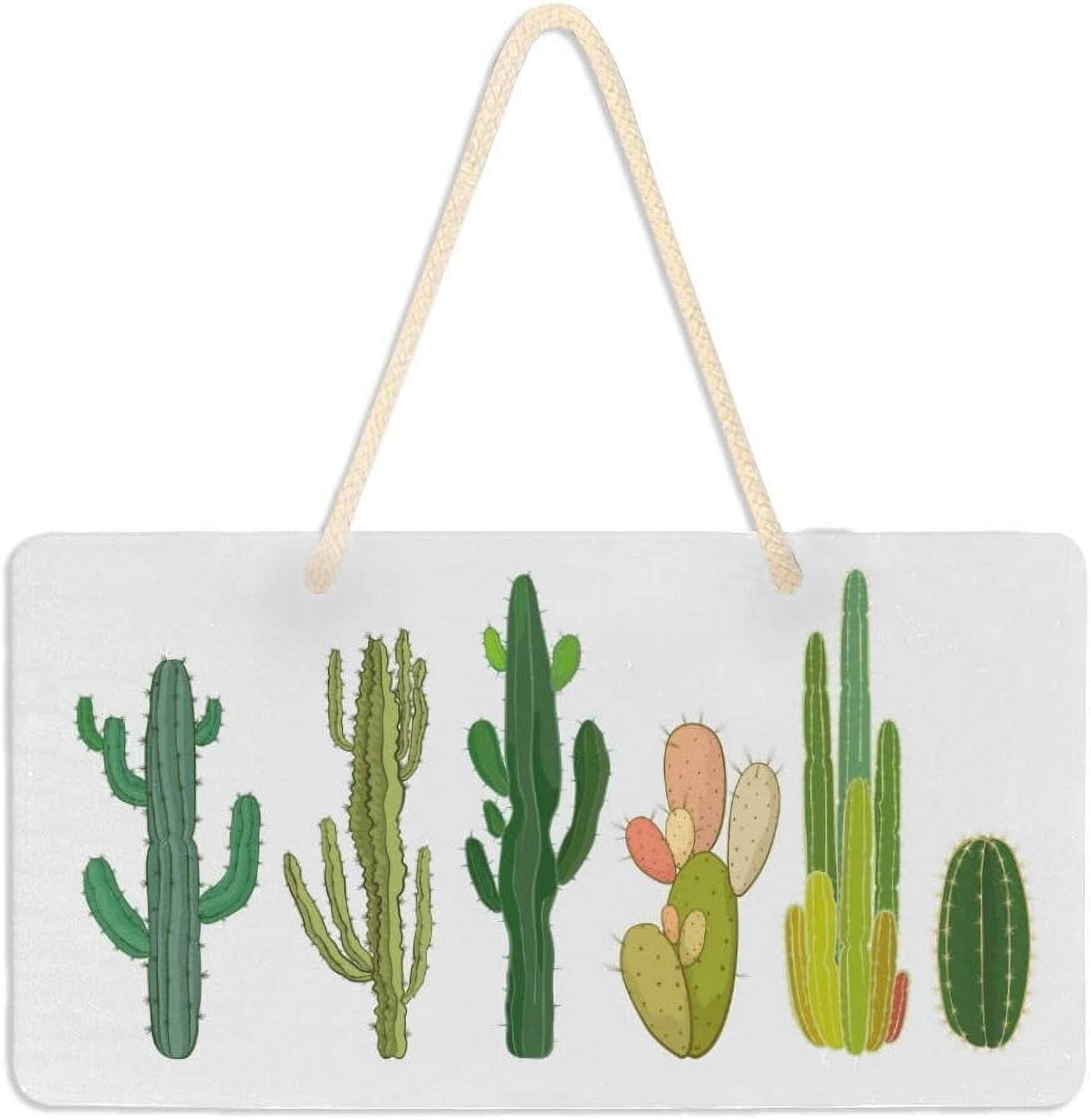 Shukong Green Cactus Plants Door Sign PVC Front Door Plaque Hanger ...