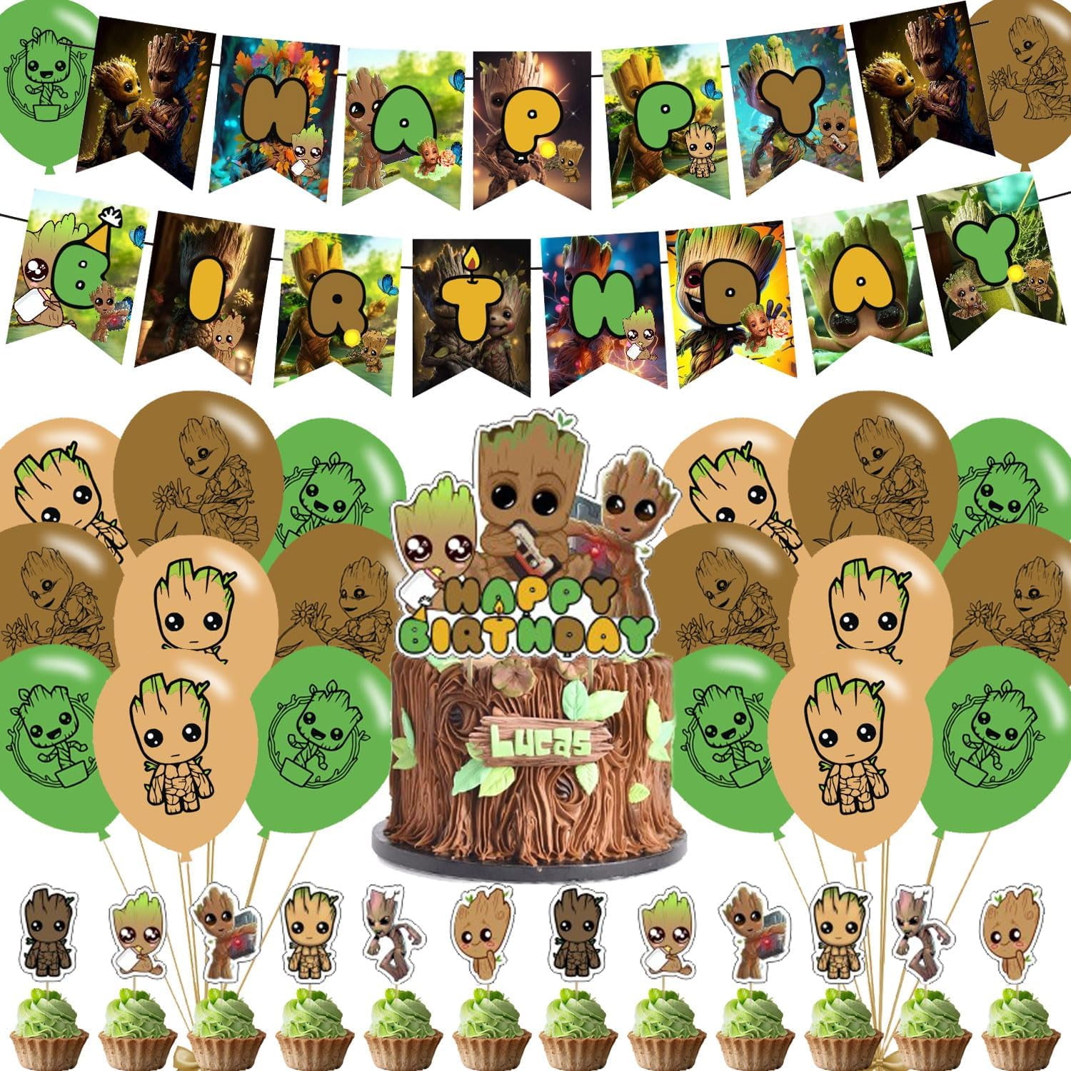Shukong Groot Party Decorations,Groot Birthday Party Supplies Includes ...