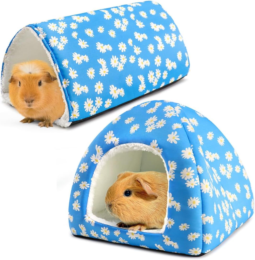 Shukong Guinea Pig House and Tunnel Set - 2 Pack Washable Guinea Pig ...