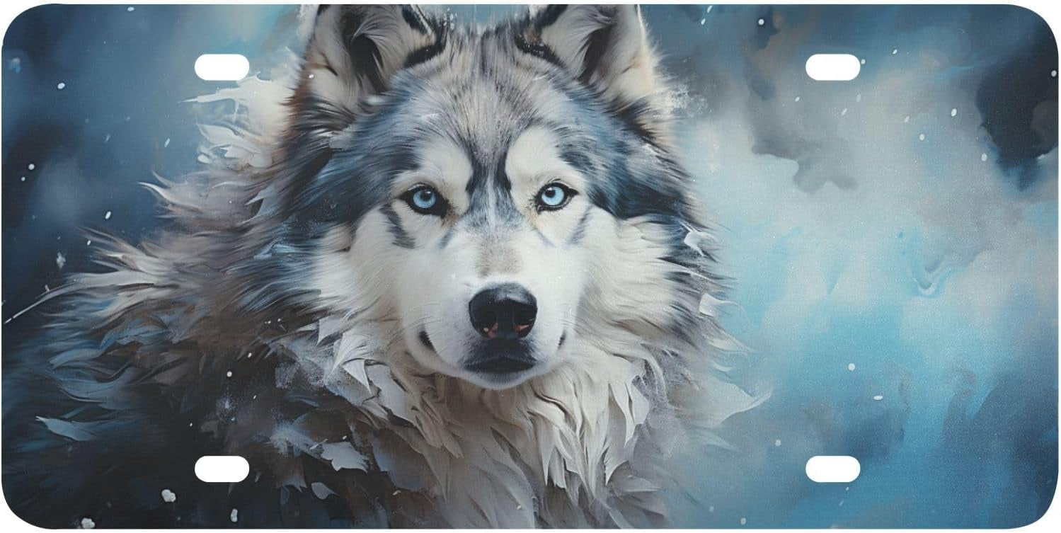 Shukong Handsome Wolf Front License Plate Aluminum 4 Holes, Car Tag for ...