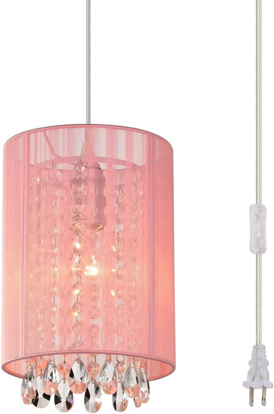 Shukong Hanging Lamp Plug in,Pink Cotton Hanging Lights with Plug in ...