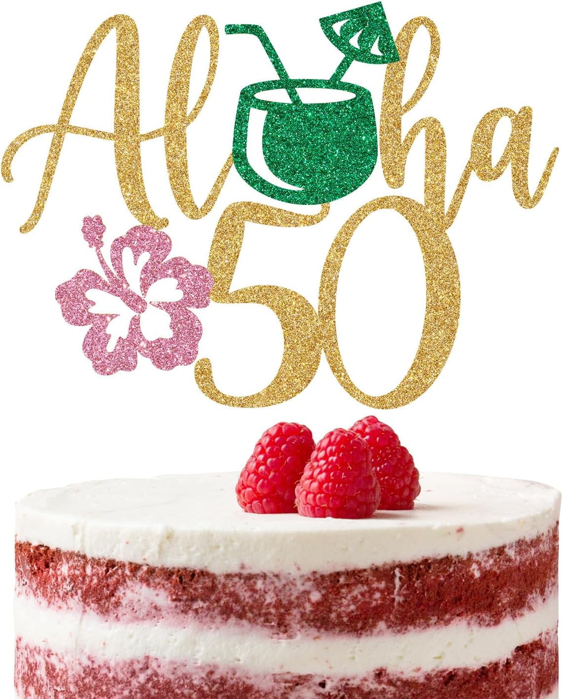 Shukong Happy 50 Cake Tor, Hawaiian 50th Birthday Decorations, Cheers to 50 Years, Tropical ...