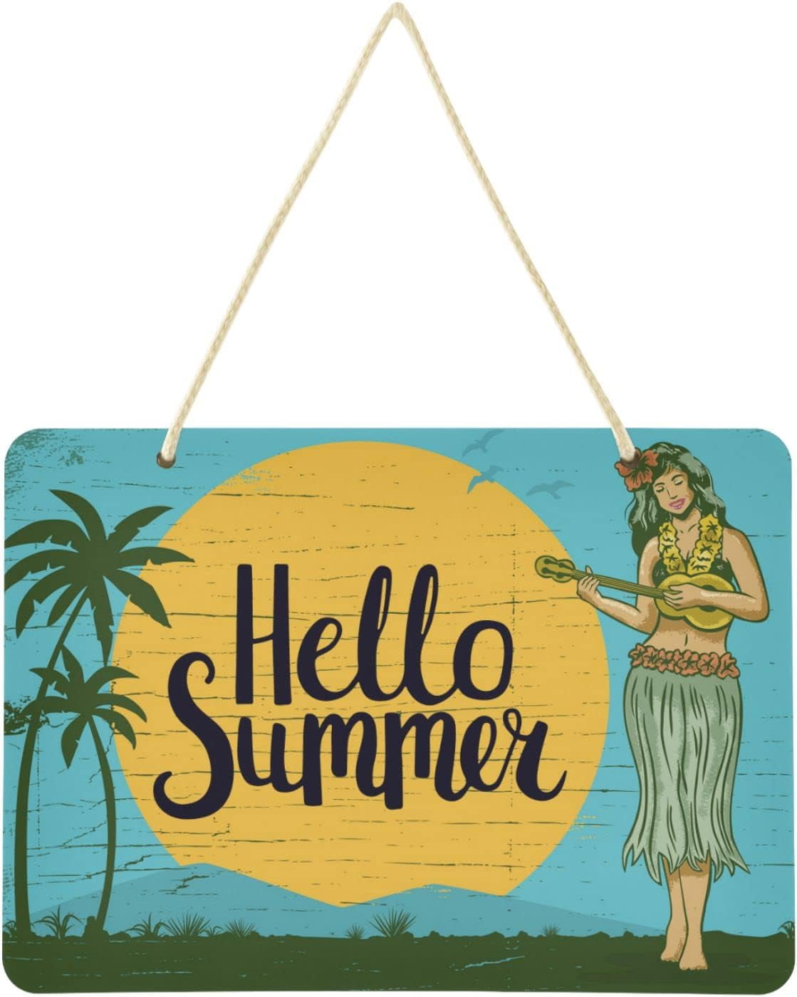 Shukong Hello Summer Hawaii Beach Girl Large Door Sign For Front Door ...