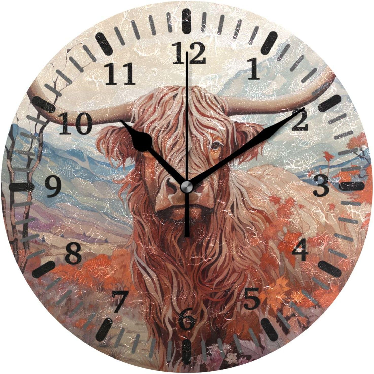 Shukong Highland Silent Non-Ticking Wall Clock,10 Inch Battery Operated ...