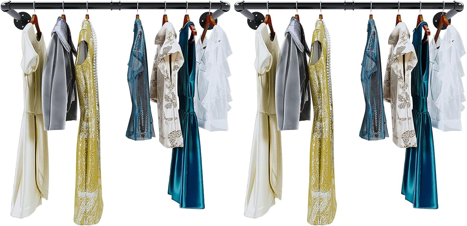 Shukong Industrial Pipe Clothes Rack Set of 2, Heavy Duty Detachable ...