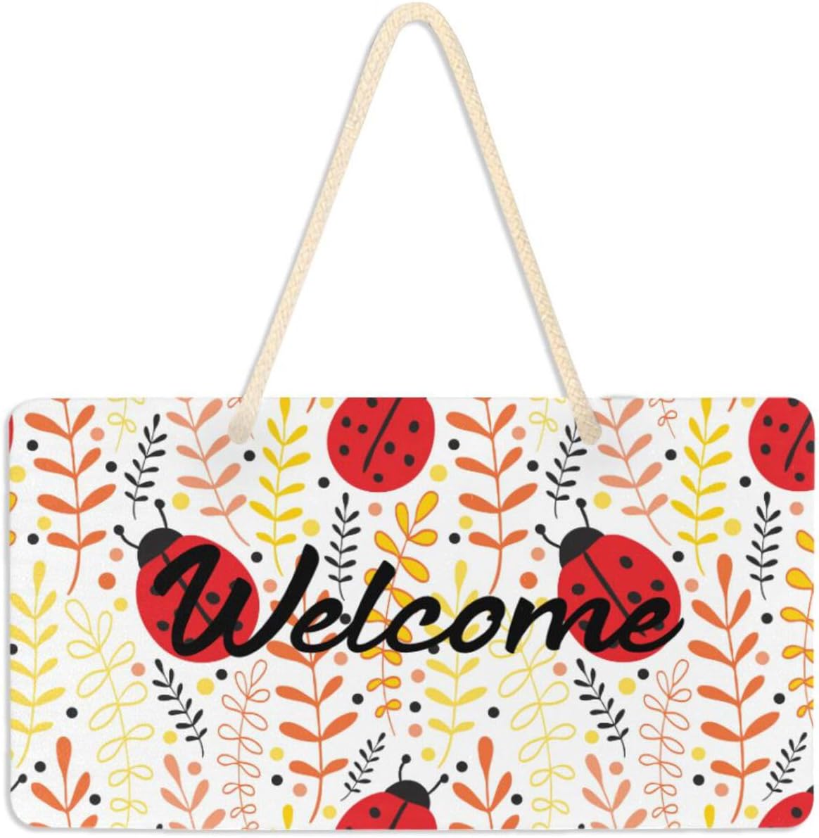 Shukong Ladybugs Welcome Sign Waterproof PVC Hanging Front Door Sign ...
