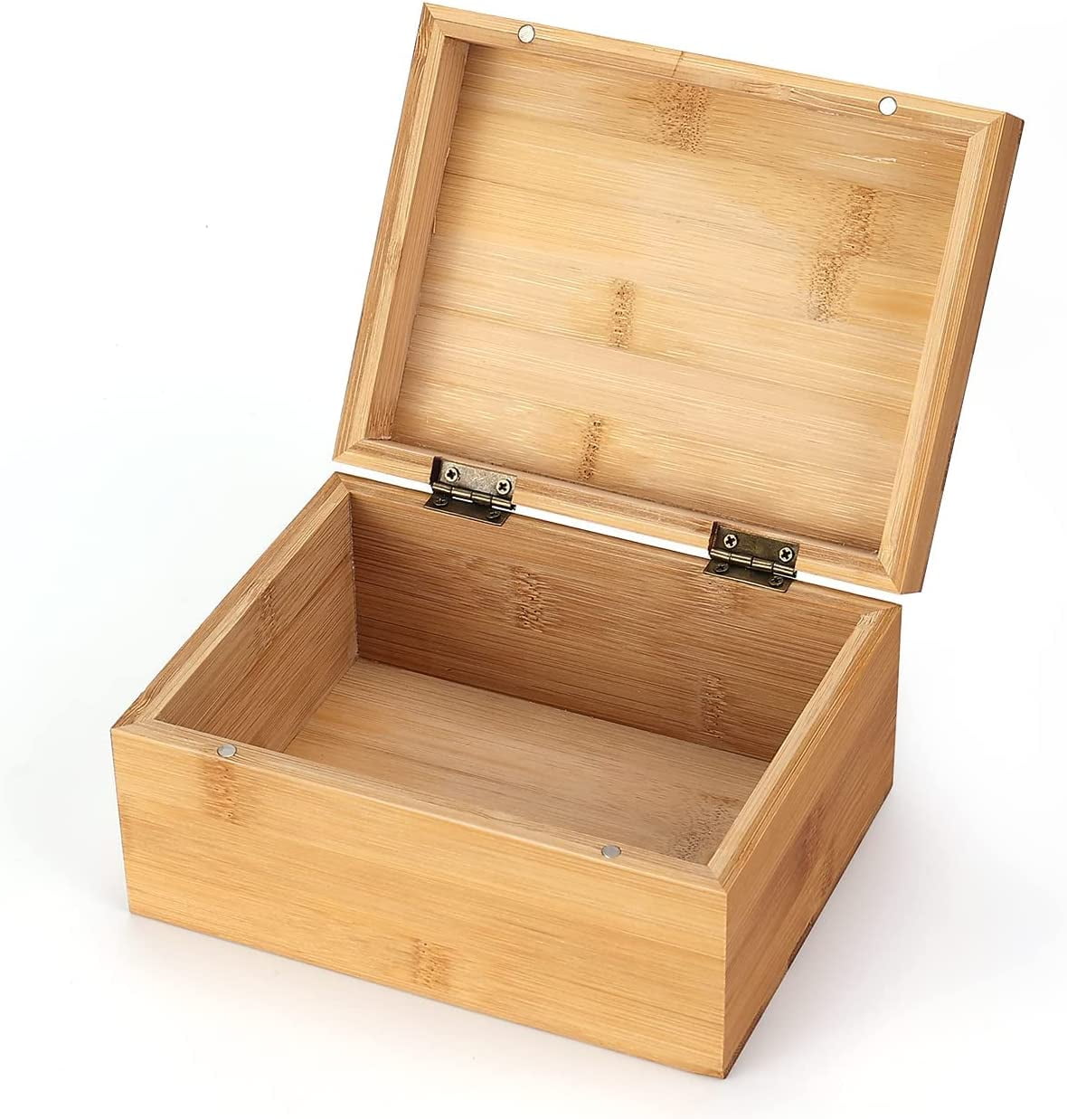 Shukong Large Bamboo Wooden Storage Box with Hinged Lid, 11 x 7.9 x 4.5 ...