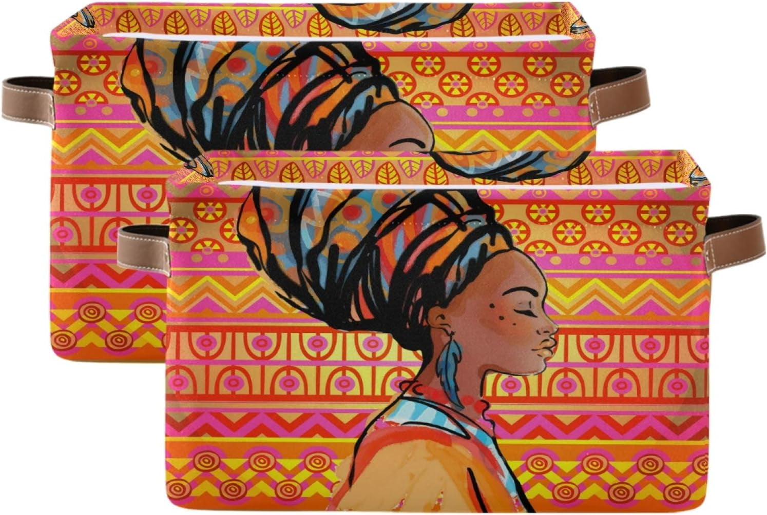 Shukong Large Foldable Storage Bin Beautiful African Woman Fabric ...