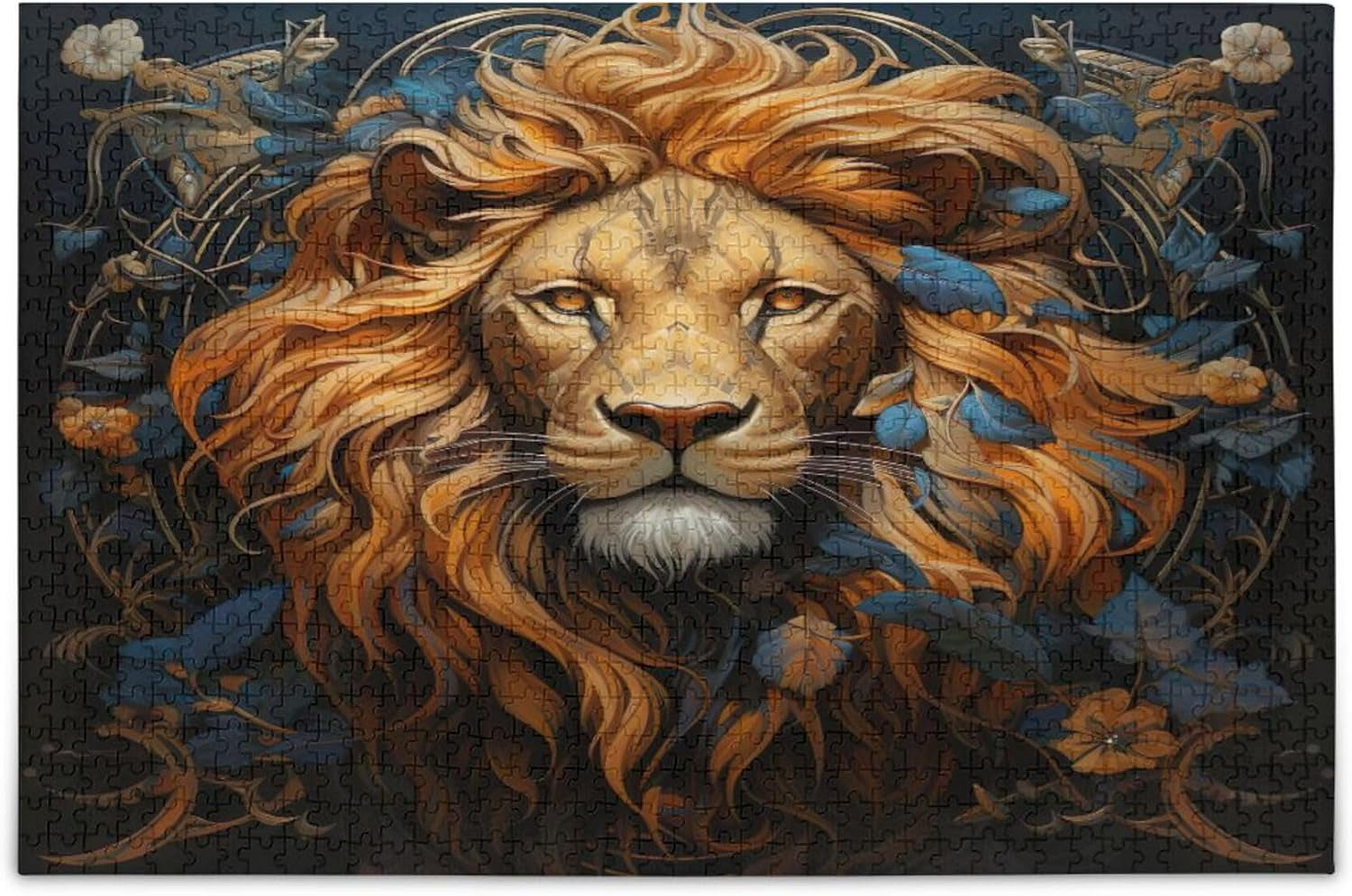 Shukong Lion Flower Jigsaw Puzzles 1000 Piece for Adults Large Puzzle ...