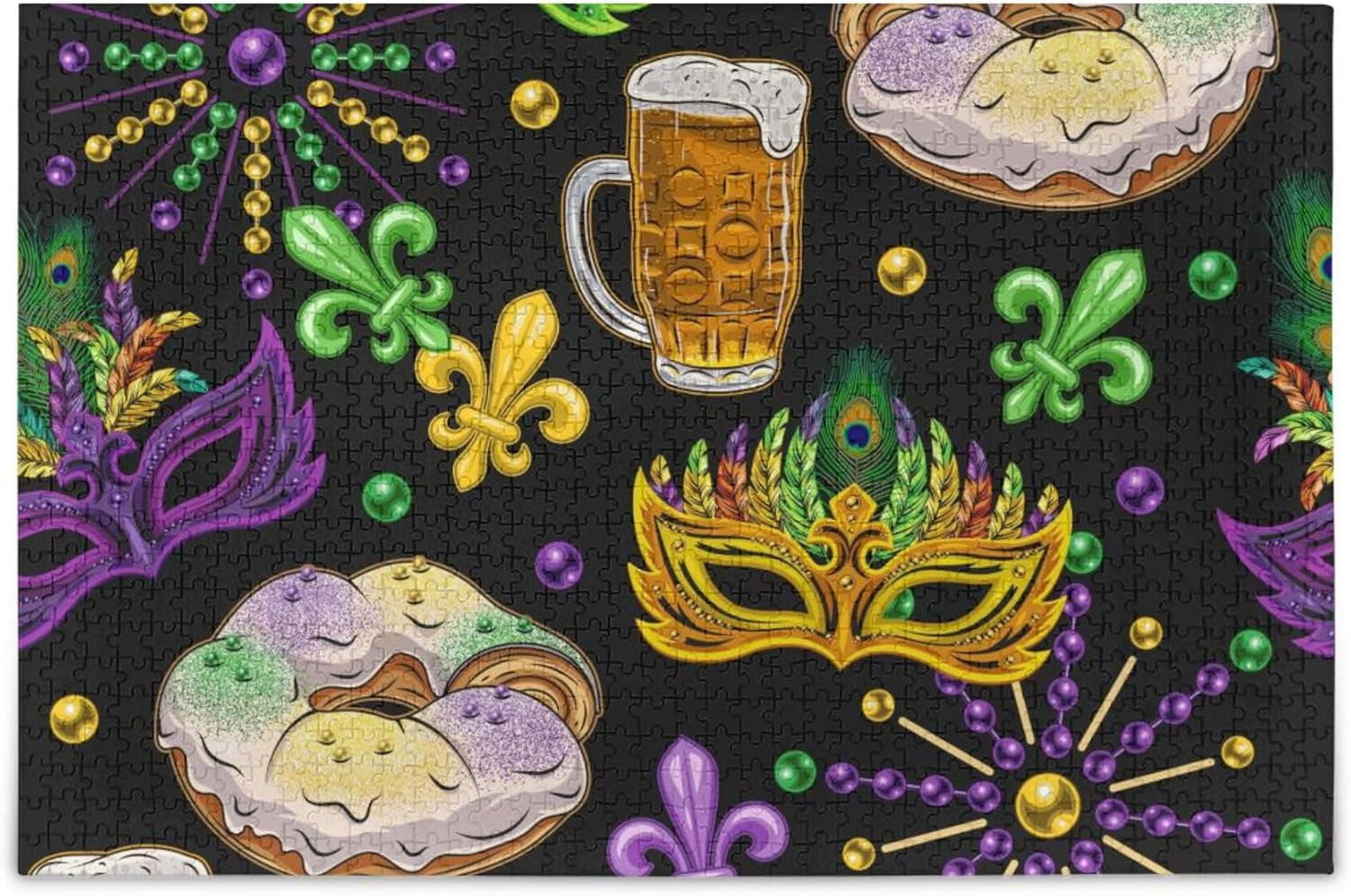 Shukong Mardi Gras Pattern Jigsaw Puzzles 500 Piece for Adults Large ...