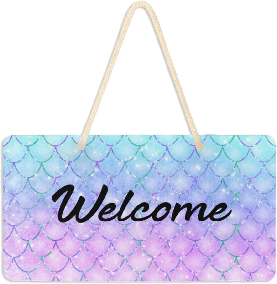 Shukong Mermaid Welcome Sign Waterproof PVC Hanging Front Door Sign for ...