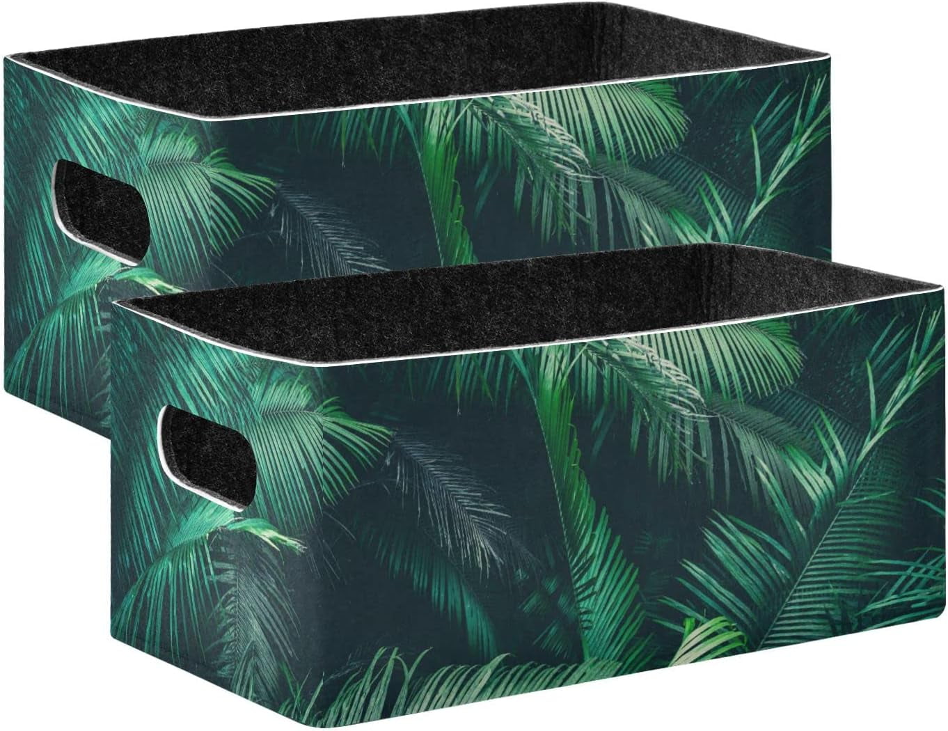 Shukong Nature Green Tropical Forest Palm Tree Leaves Storage Basket, 2 ...