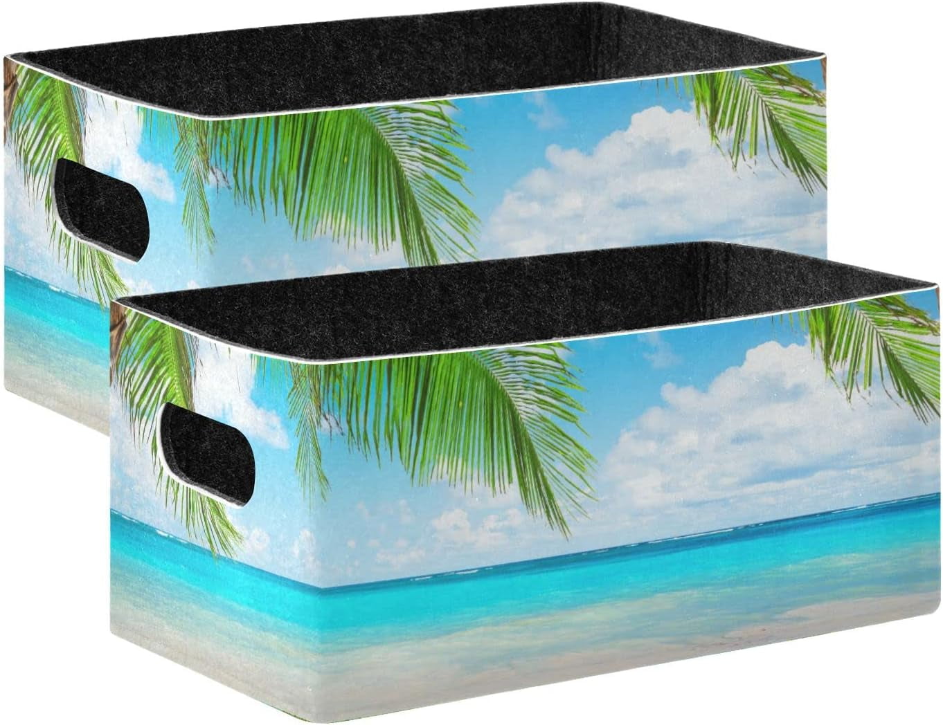 Shukong Nice Summer Palm Trees and Sandy Beach Storage Basket, 2 Pack ...
