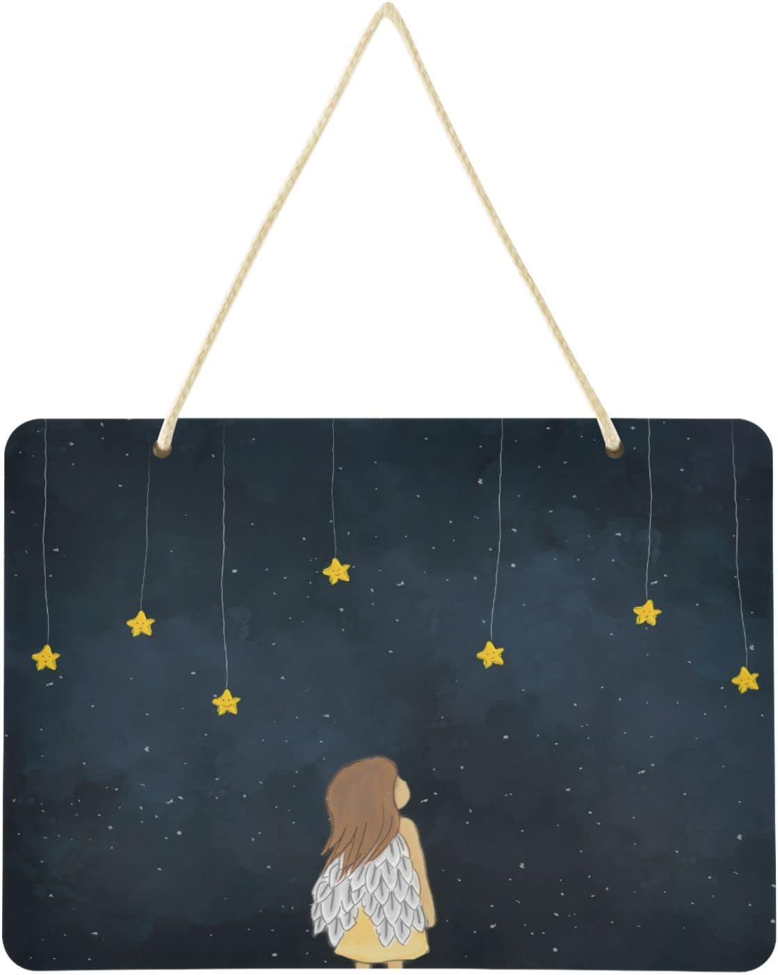 Shukong Night Sky with Little Girl Large Door Sign For Front Door ...