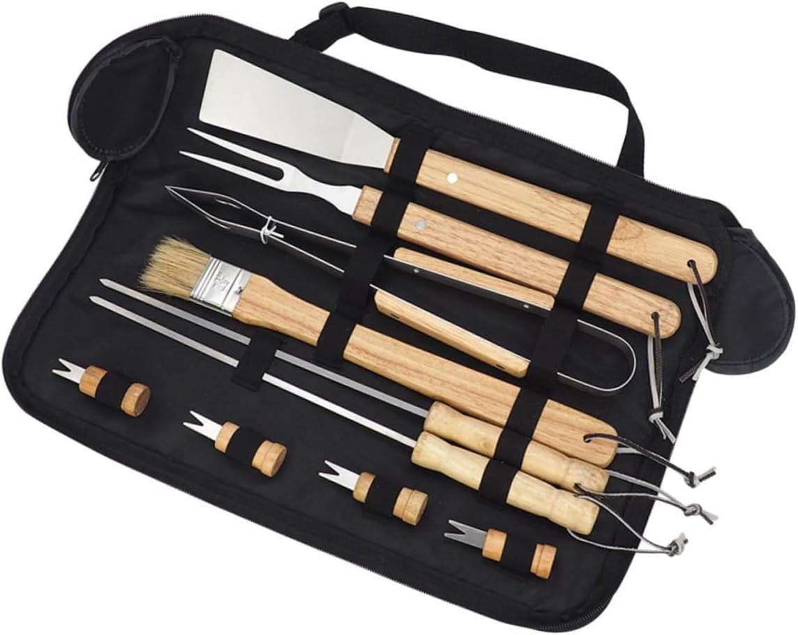 Shukong Outdoor BBQ Tool Set 10pc Grill Utensils Kit Carrying Bag Grill ...