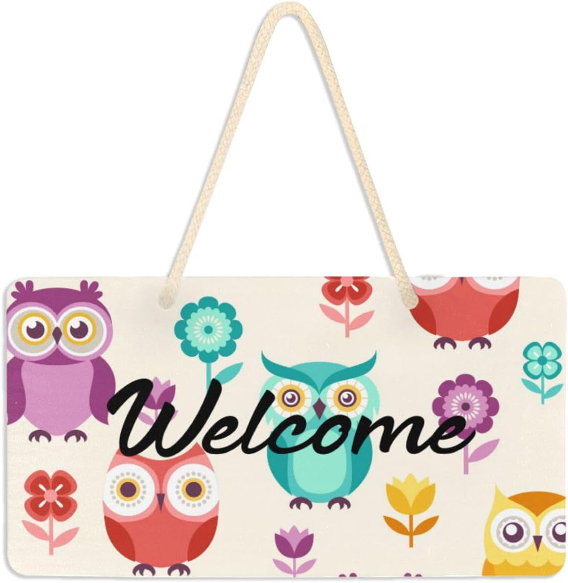 Shukong Owl Welcome Sign Waterproof PVC Hanging Front Door Sign for ...