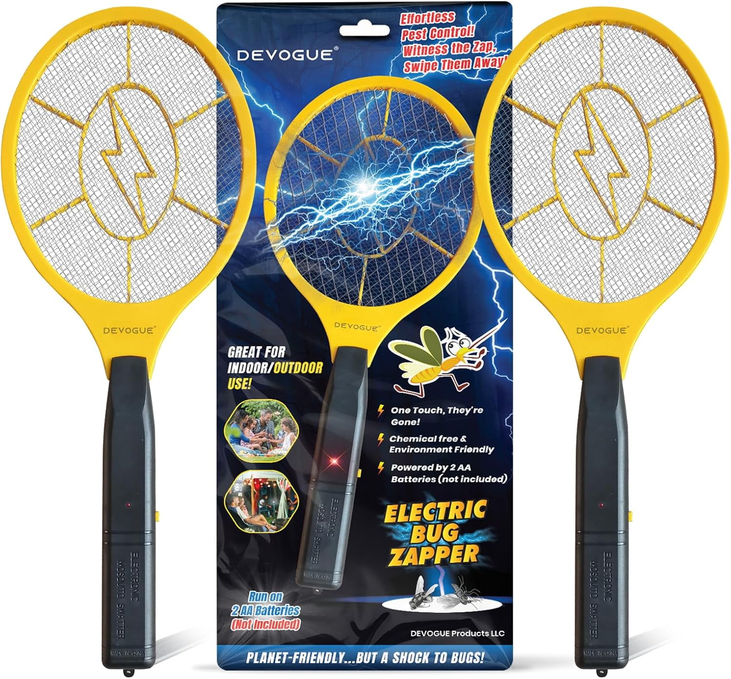 Shukong Pack of 2 Electric Fly Swatter Bug Zapper Battery Operated ...