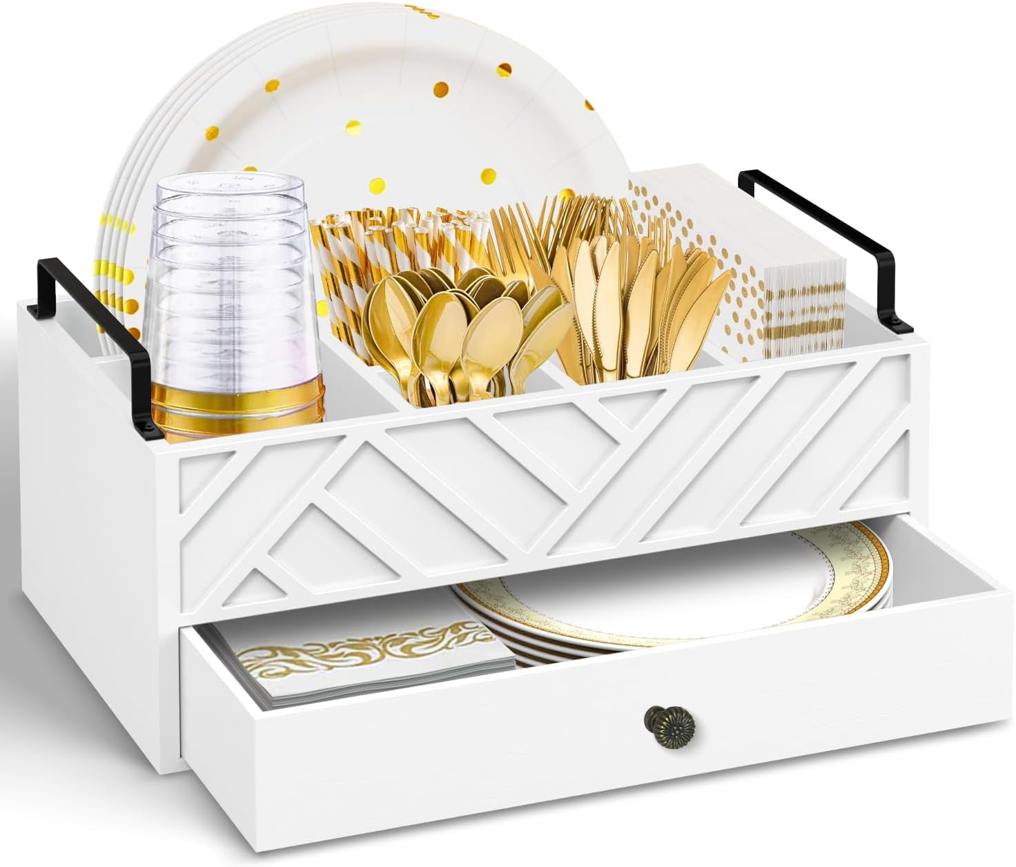 Shukong Paper Plate Holder Utensil Caddy for Kitchen Counter，Paper ...