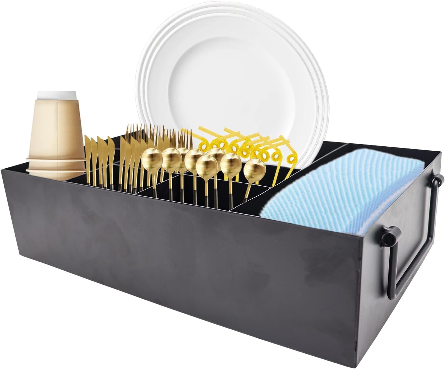 Shukong Paper Plate Organizer with Handle, Metal Paper Plate Holders ...