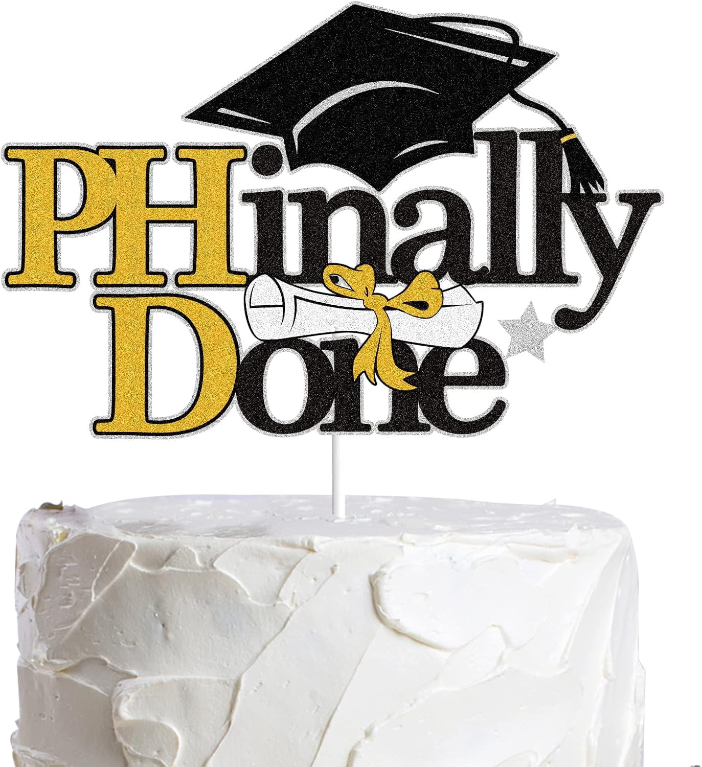 Shukong Phinally Done PHD 2025 Graduation Cake Tor Black Gold Glitter ...