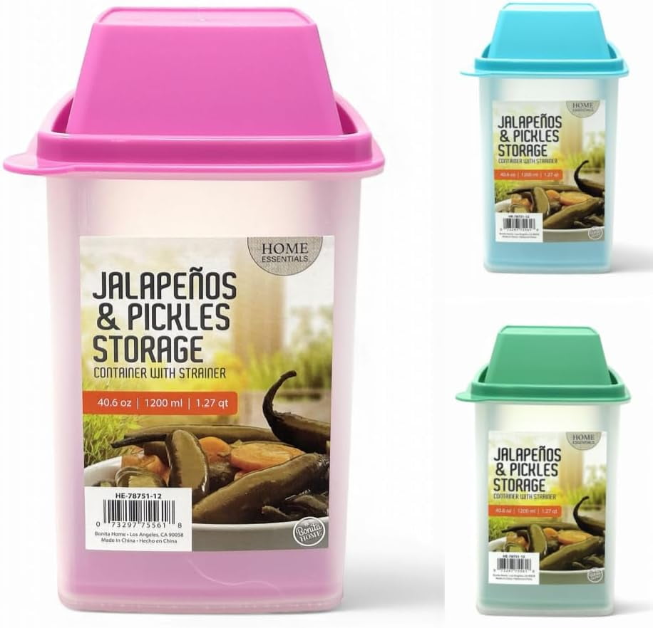 Shukong Pickle Container with Strainer, Cucumber Jalapeno Olive Keeper ...