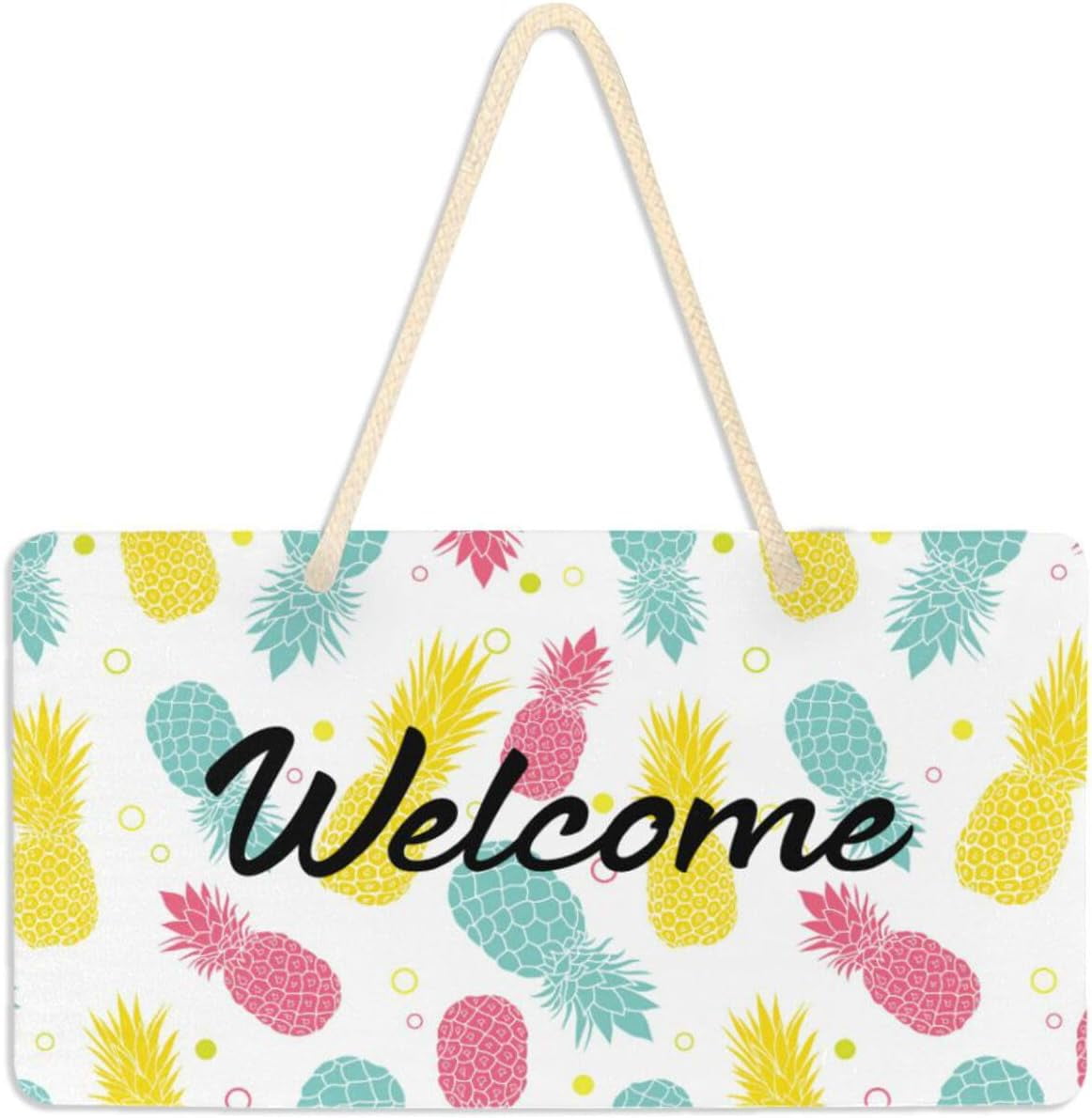 Shukong Pineapple Welcome Sign Waterproof PVC Hanging Front Door Sign ...