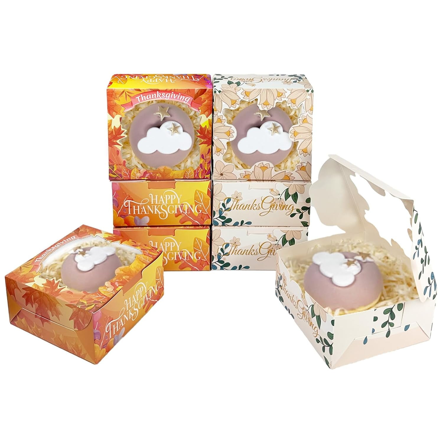 Shukong Pink Bakery Boxes with Window 6x6x3 inches Thick & Sturdy ...