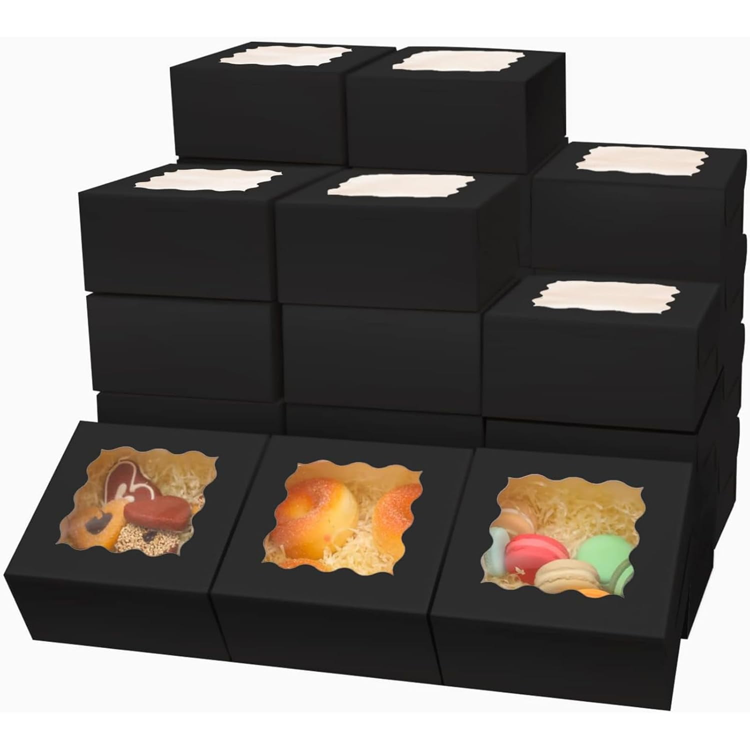 Shukong Pink Bakery Boxes with Window 6x6x3 inches Thick & Sturdy ...
