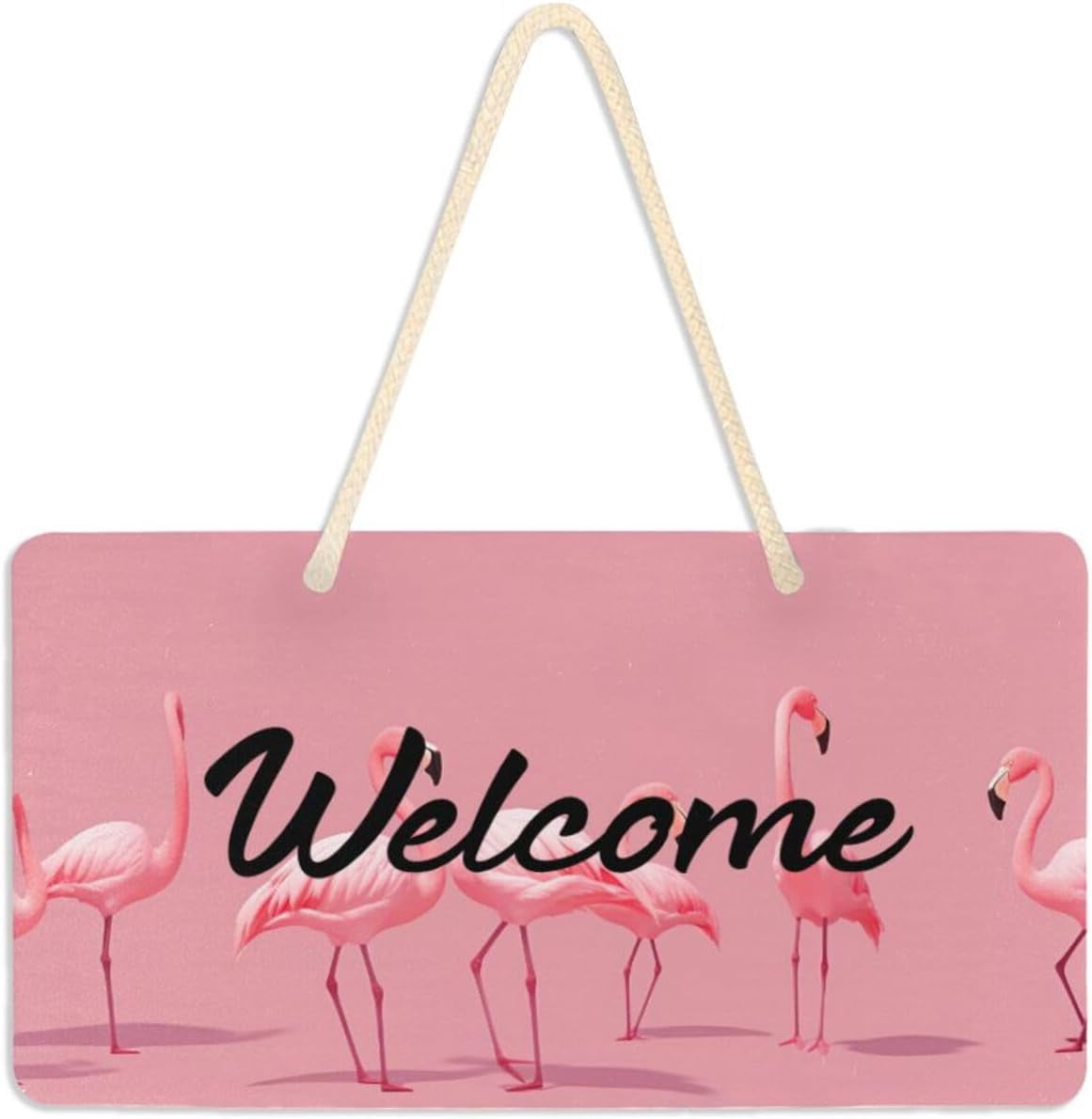 Shukong Pink Flamingo Welcome Sign Waterproof PVC Hanging Front Door ...