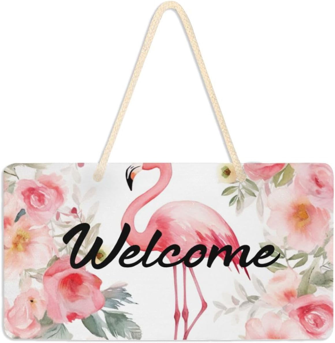 Shukong Pink Flamingo Welcome Sign Waterproof PVC Hanging Front Door ...