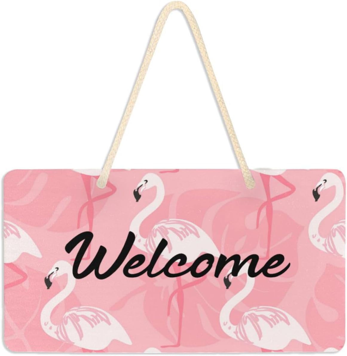 Shukong Pink Flamingo Welcome Sign Waterproof PVC Hanging Front Door ...