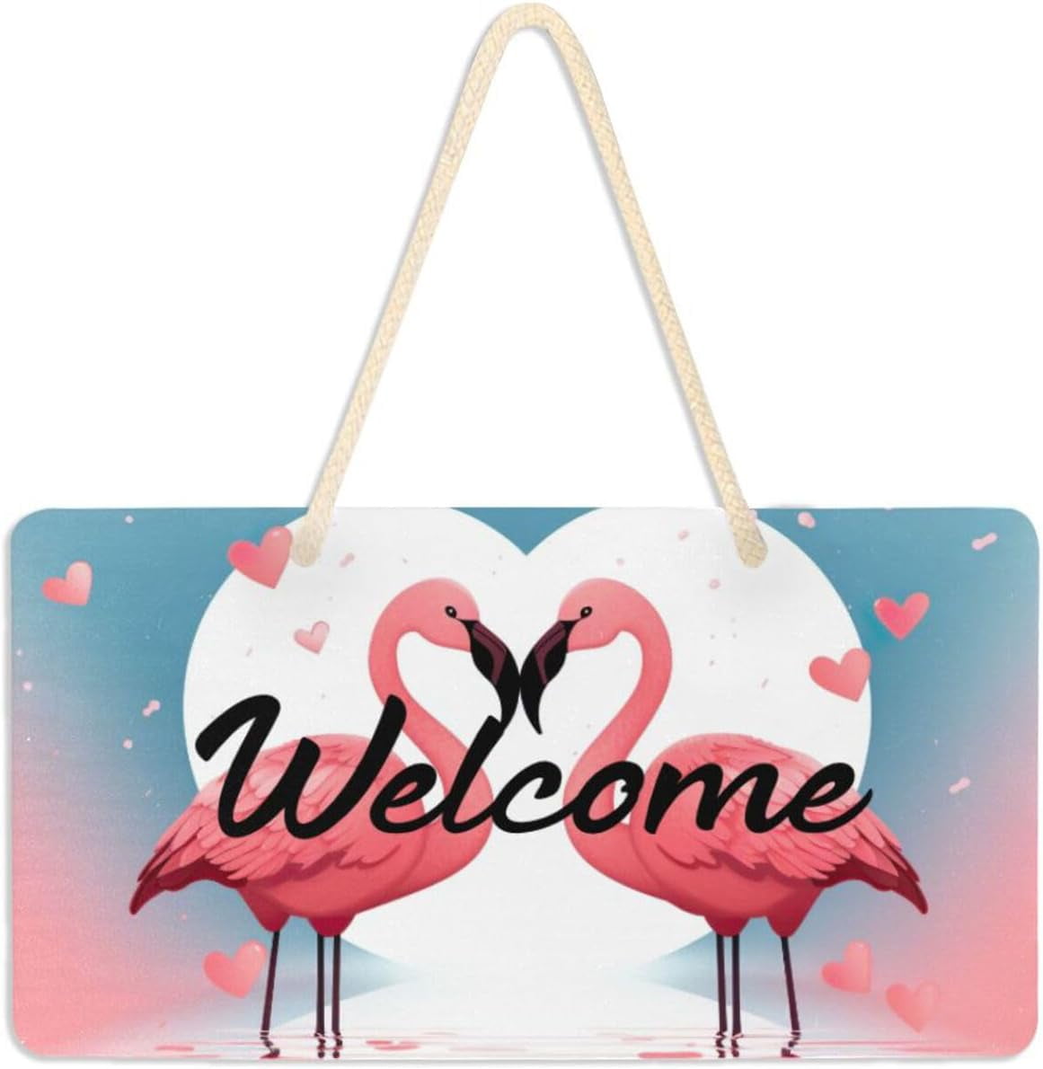 Shukong Pink Flamingo Welcome Sign Waterproof PVC Hanging Front Door ...