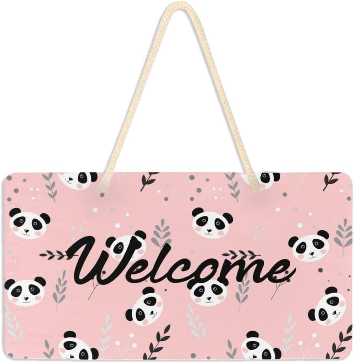 Shukong Pink Panda Welcome Sign Waterproof PVC Hanging Front Door Sign ...