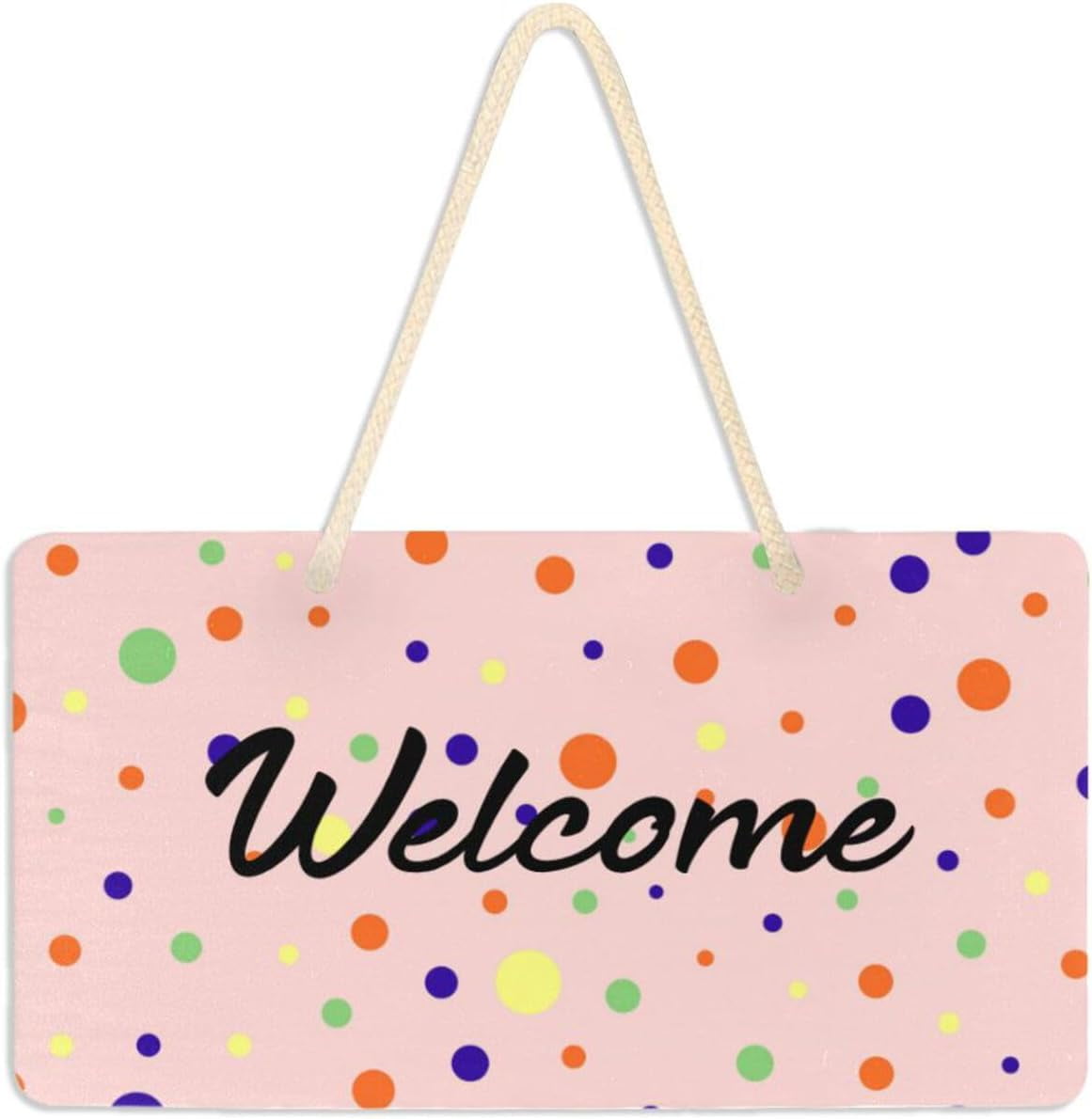 Shukong Pink Polka Dots Welcome Sign Waterproof PVC Hanging Front Door ...