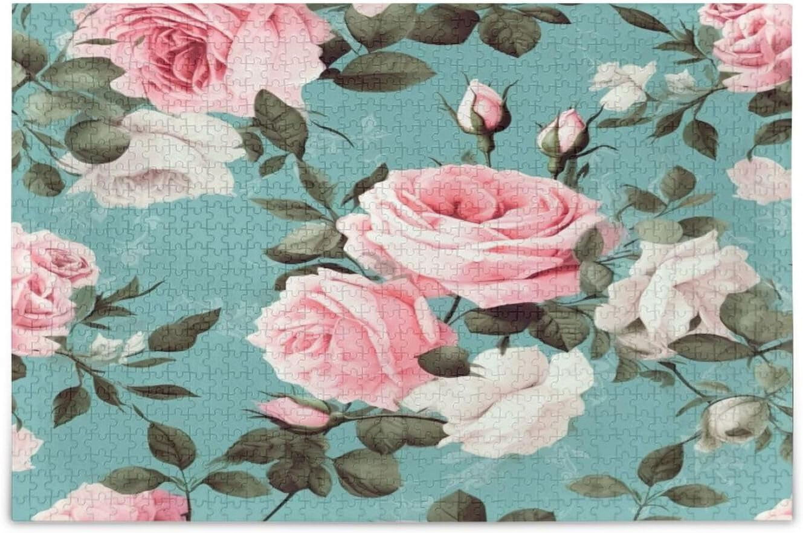 Shukong Pink White Roses Jigsaw Puzzles for Adults 500 Piece, Puzzles ...