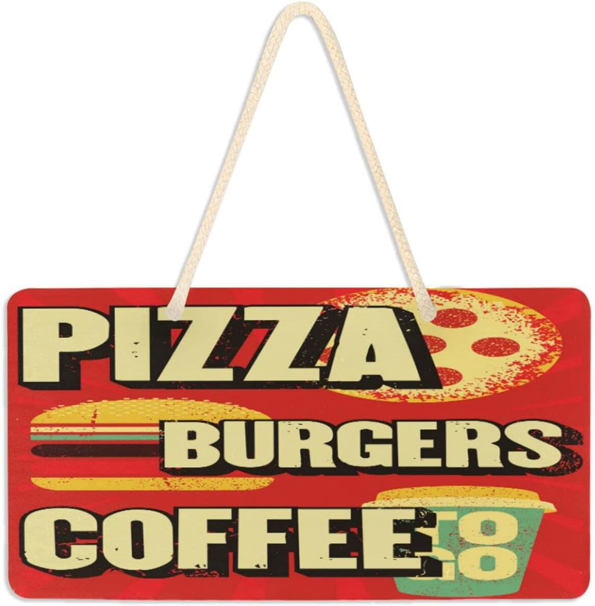 Shukong Pizza Burgers Coffee Vintage Red Door Sign for Front Door ...