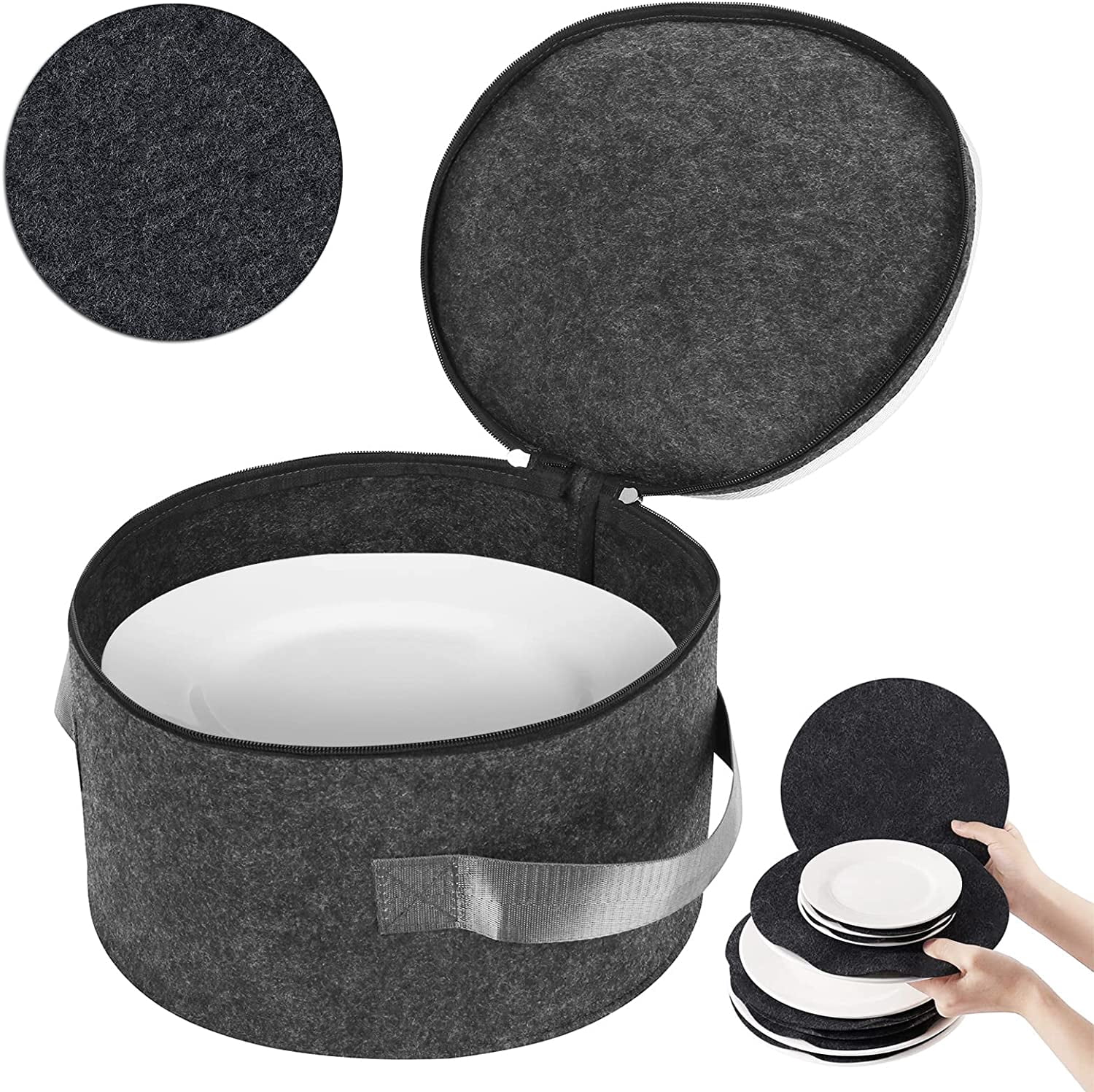Shukong Plate Storage Case with Lid, 12" Felt na Storage Containers ...