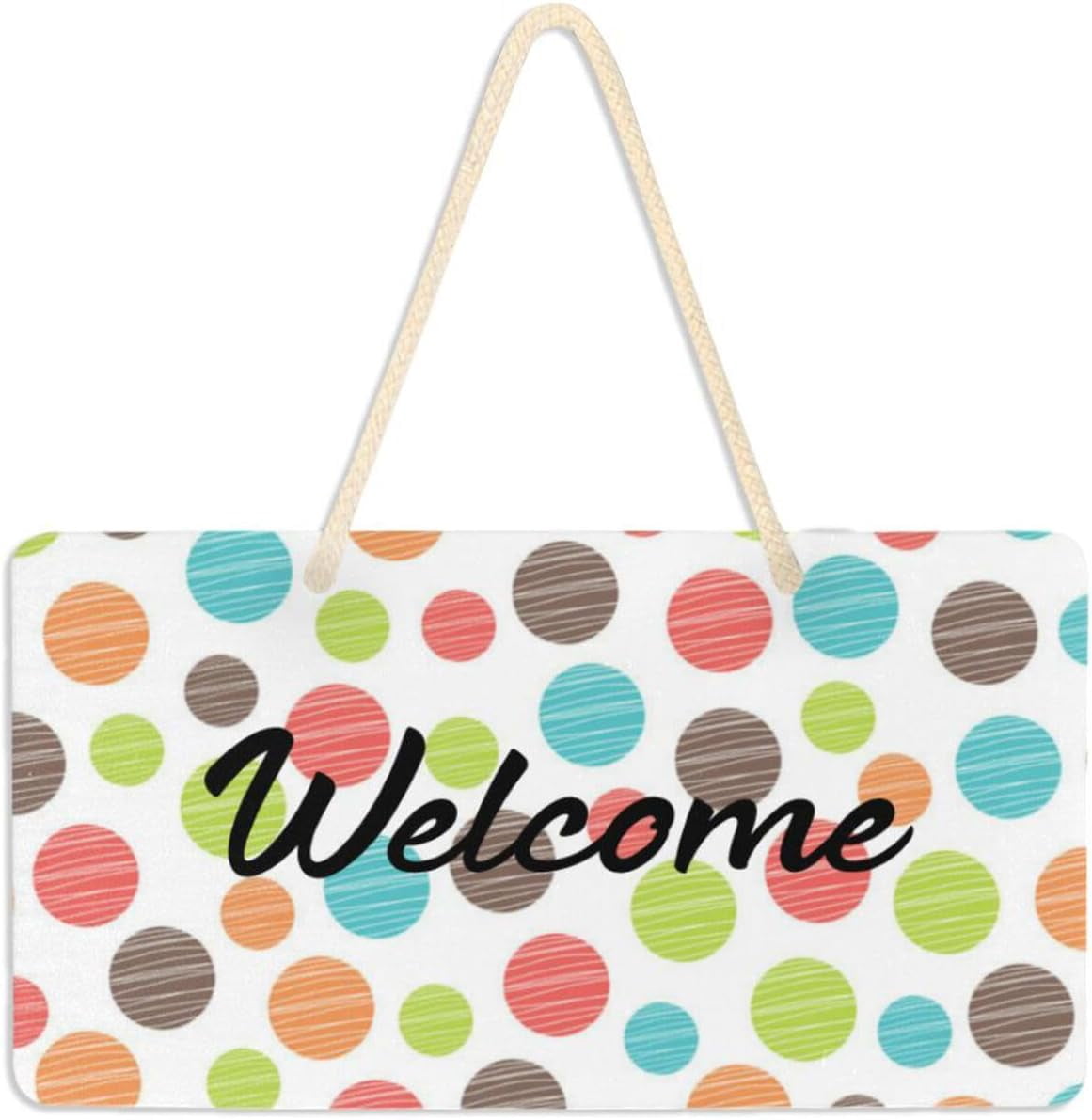 Shukong Polka Dots Welcome Sign Waterproof PVC Hanging Front Door Sign ...