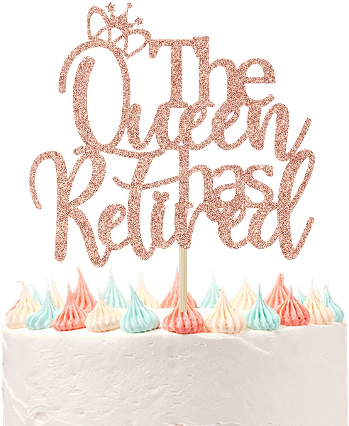 Shukong The Queen has Retired Cake Tor Rose Gold Glitter - Happy ...