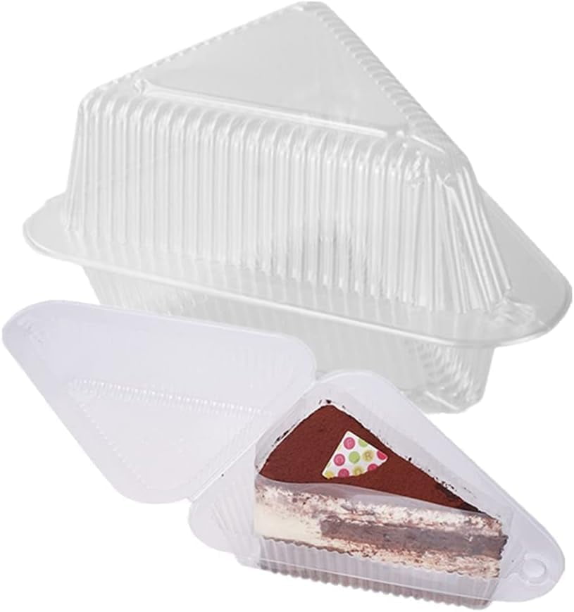 Shukong RSTONE Cake Slice Containers, 100 Pack Clear Plastic Hinged ...