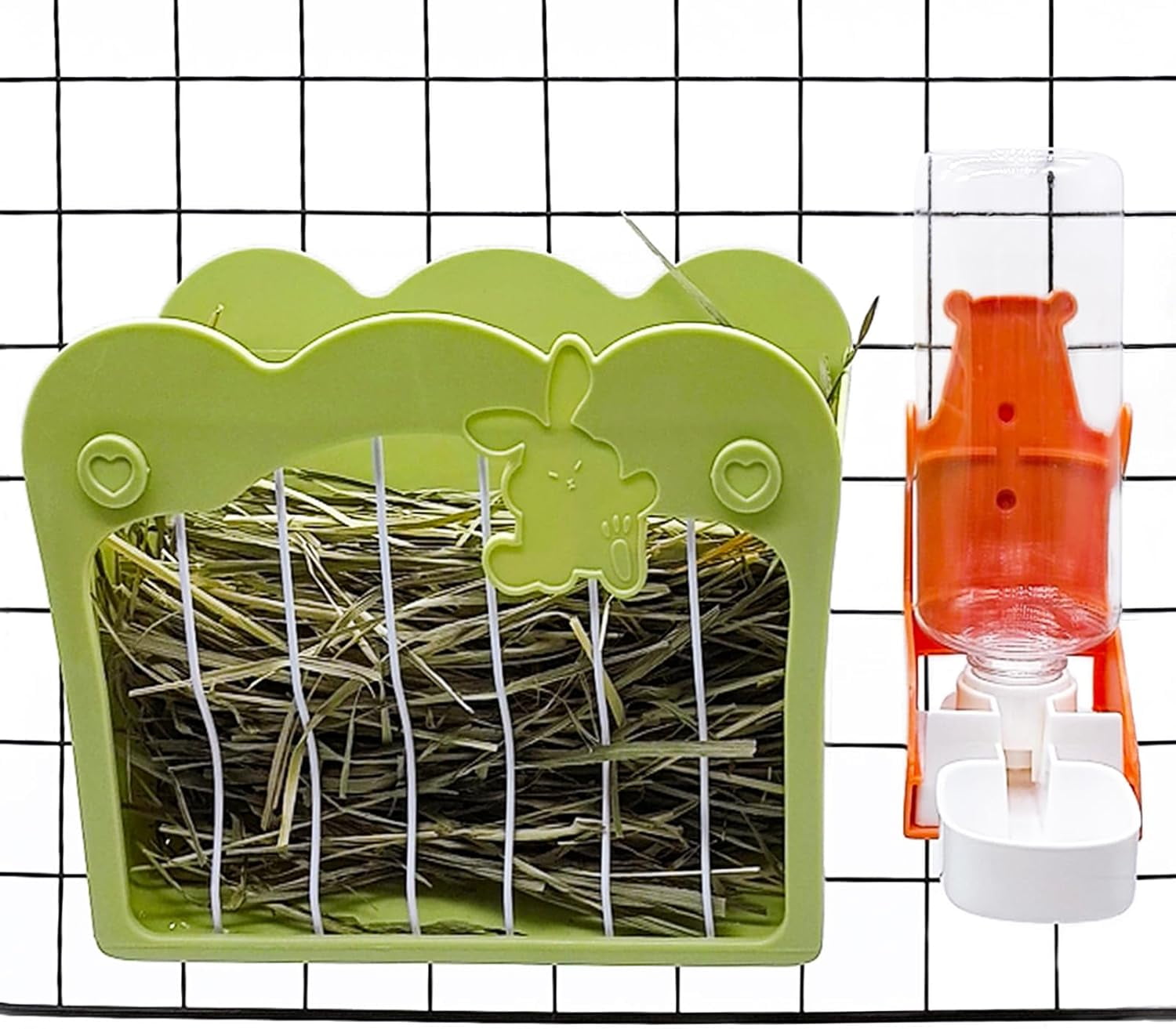 Shukong Rabbit Hay Feeder Rack,500ml Hanging Gravity Water Dispenser ...