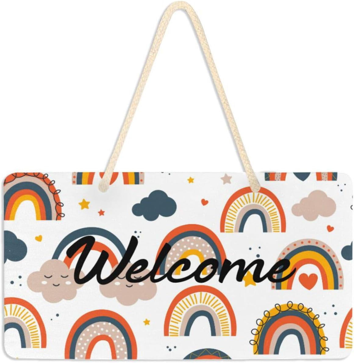 Shukong Rainbow Welcome Sign Waterproof PVC Hanging Front Door Sign for ...