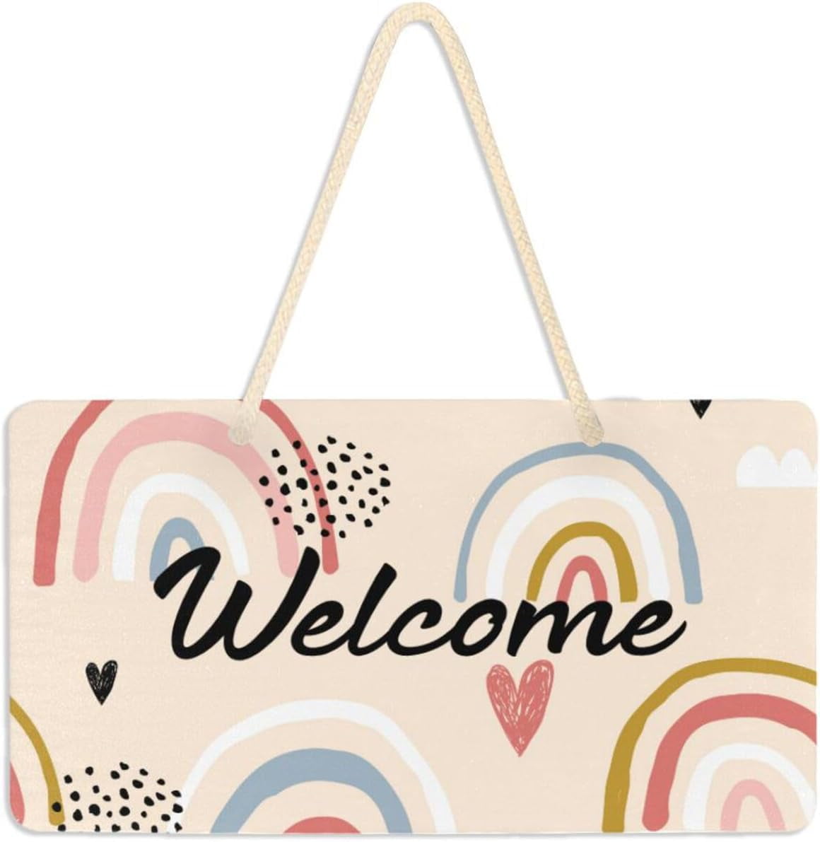 Shukong Rainbow Welcome Sign Waterproof PVC Hanging Front Door Sign for ...