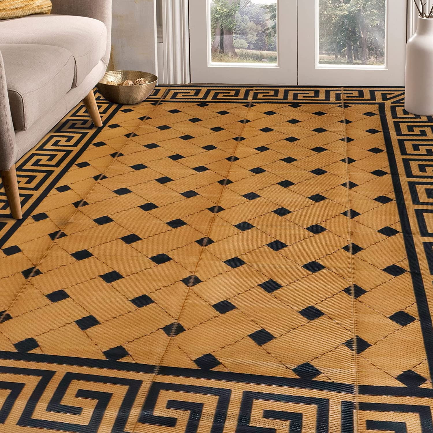 Shukong Reversible Mats, Plastic Straw Rug, Modern Area Rug, Large ...