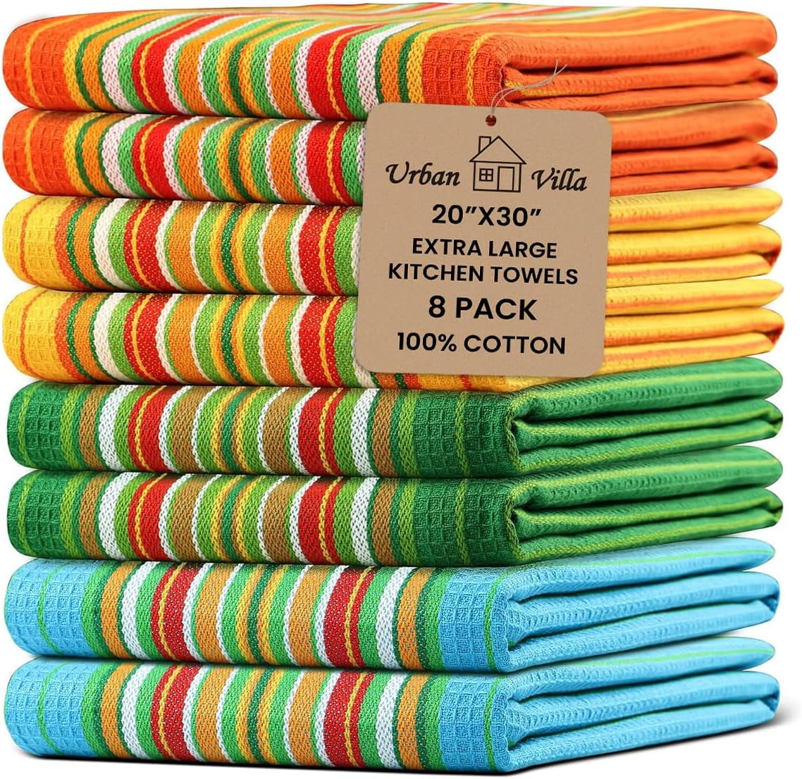 Shukong Salsa Stripe Kitchen Towels 100% Cotton Dish Towels for Kitchen Multi Color Highly ...